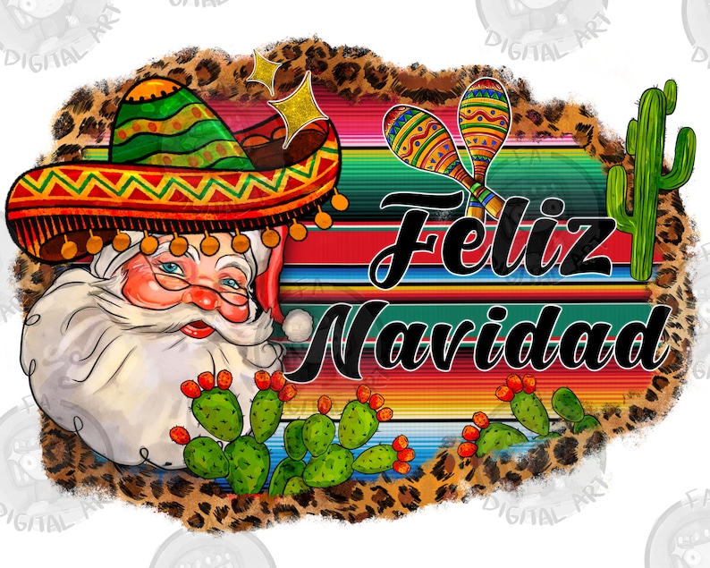 Feliz Navidad With Santa and Maracas Png Sublimation Design - Etsy