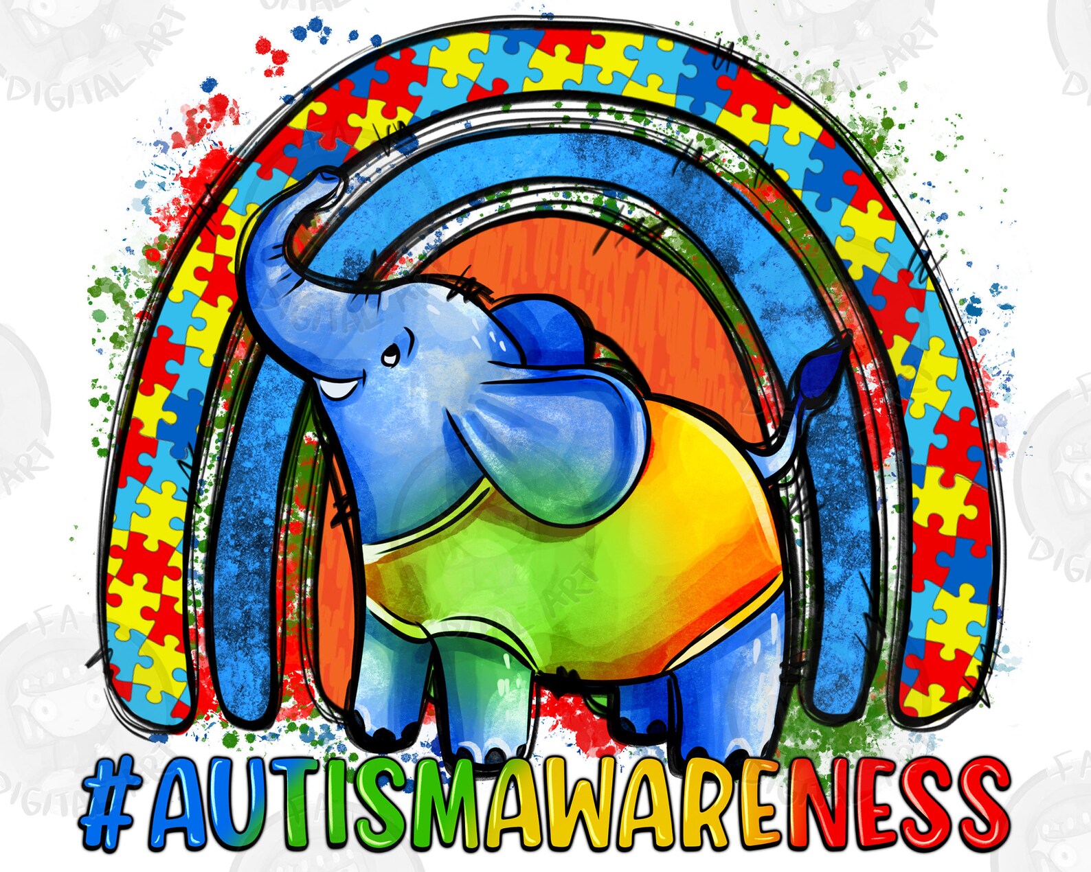 Autism Awareness Autism Elephant Png Sublimation Design - Etsy