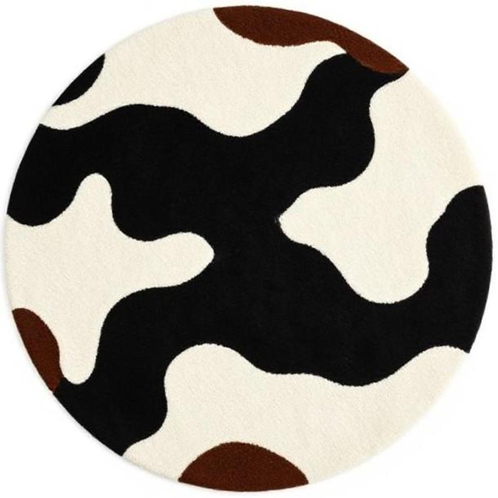 Cow Print Round Rug – Modern Western Aesthetic Rug, Made With 100% New ...