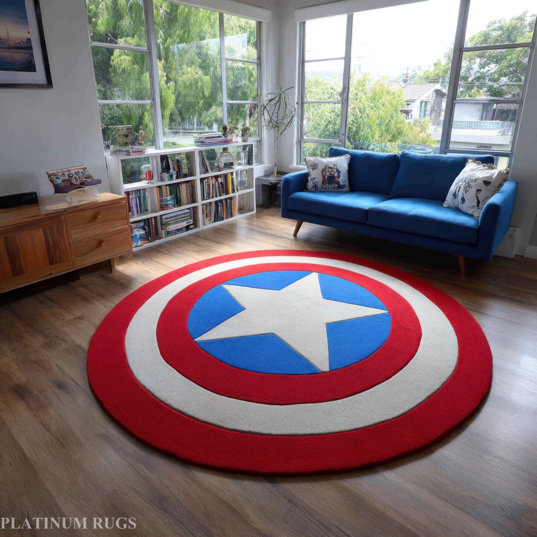 Captain America Shield Rug – Hand-tufted Superhero Carpet, 8x10 - Etsy