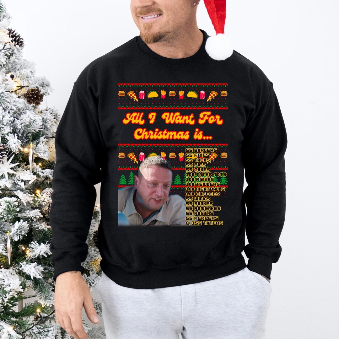 55 Burgers 55 Fries Ugly Christmas Sweater | Gildan Crewneck Sweatshirt ...