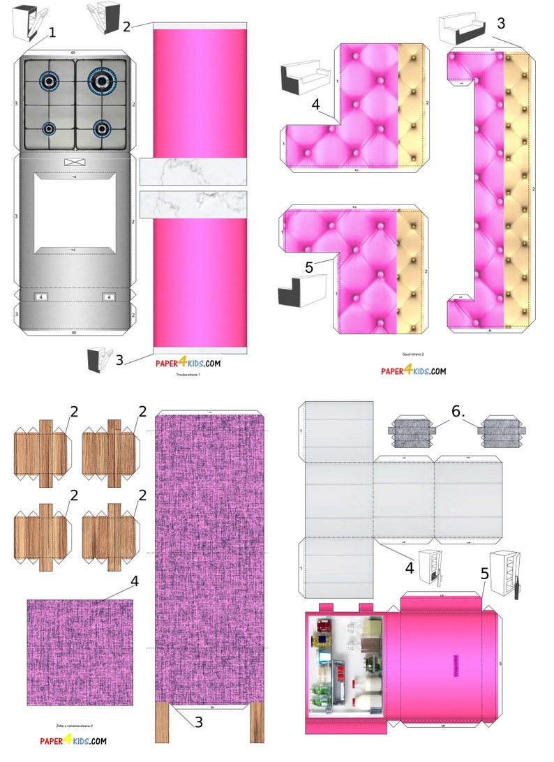 14pcs Printable Furniture (53 Sheets) Paper-cut , Digital PDF Download ...