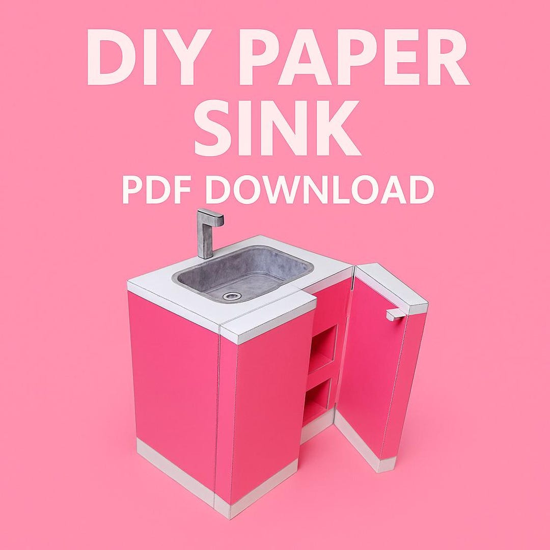 Printable Kitchen Sink Paper-cut | 1:6 Scale Dollhouse Furniture | PDF ...