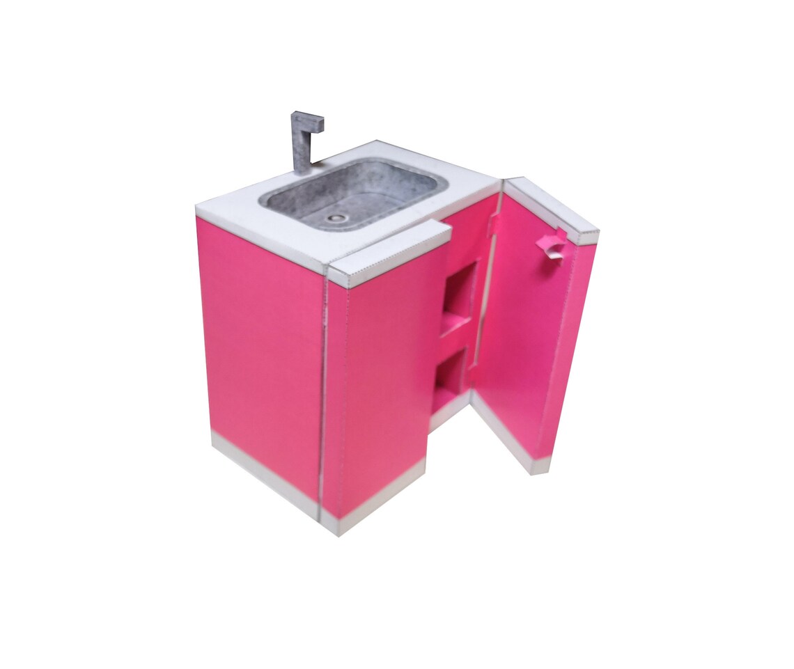 Printable Kitchen Sink Furniture Paper-cut, Digital PDF Download for 1/ ...