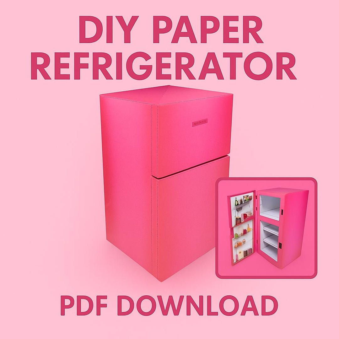Printable Fridge Furniture Paper-cut, Digital PDF Download for Dolls 1/ ...