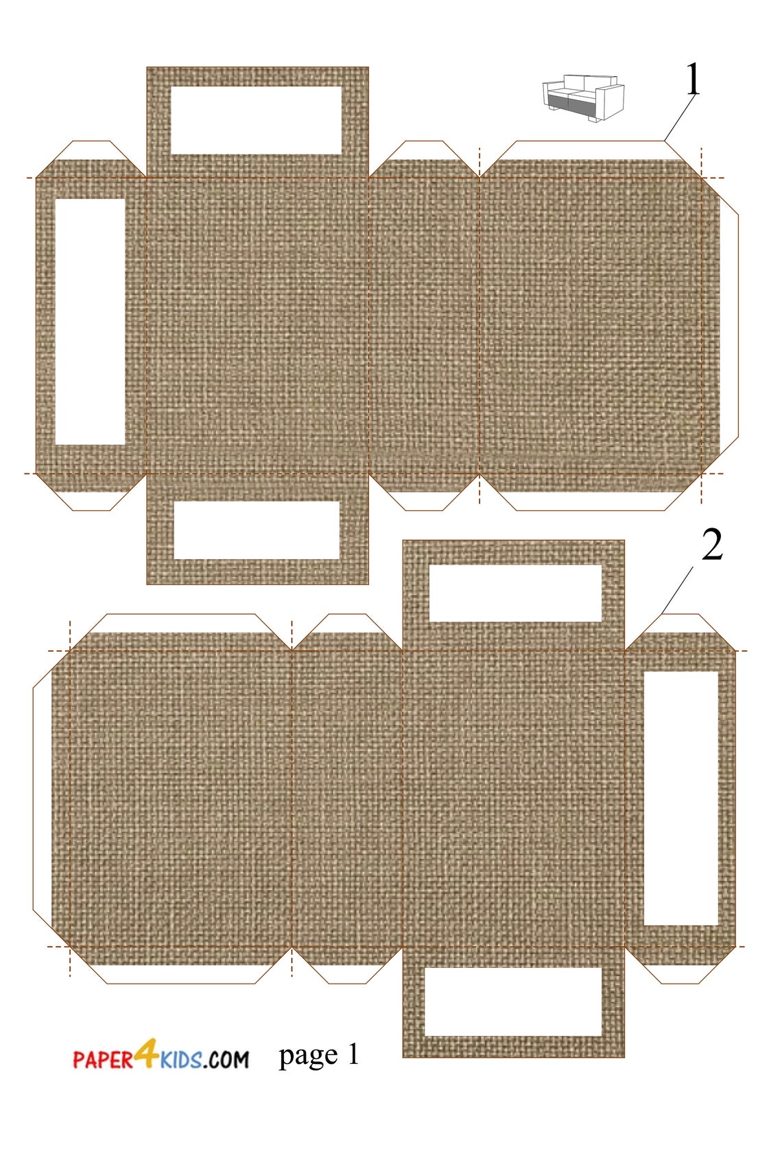 Printable Sofa Furniture Paper-cut | Digital PDF Download | 1:6 ...