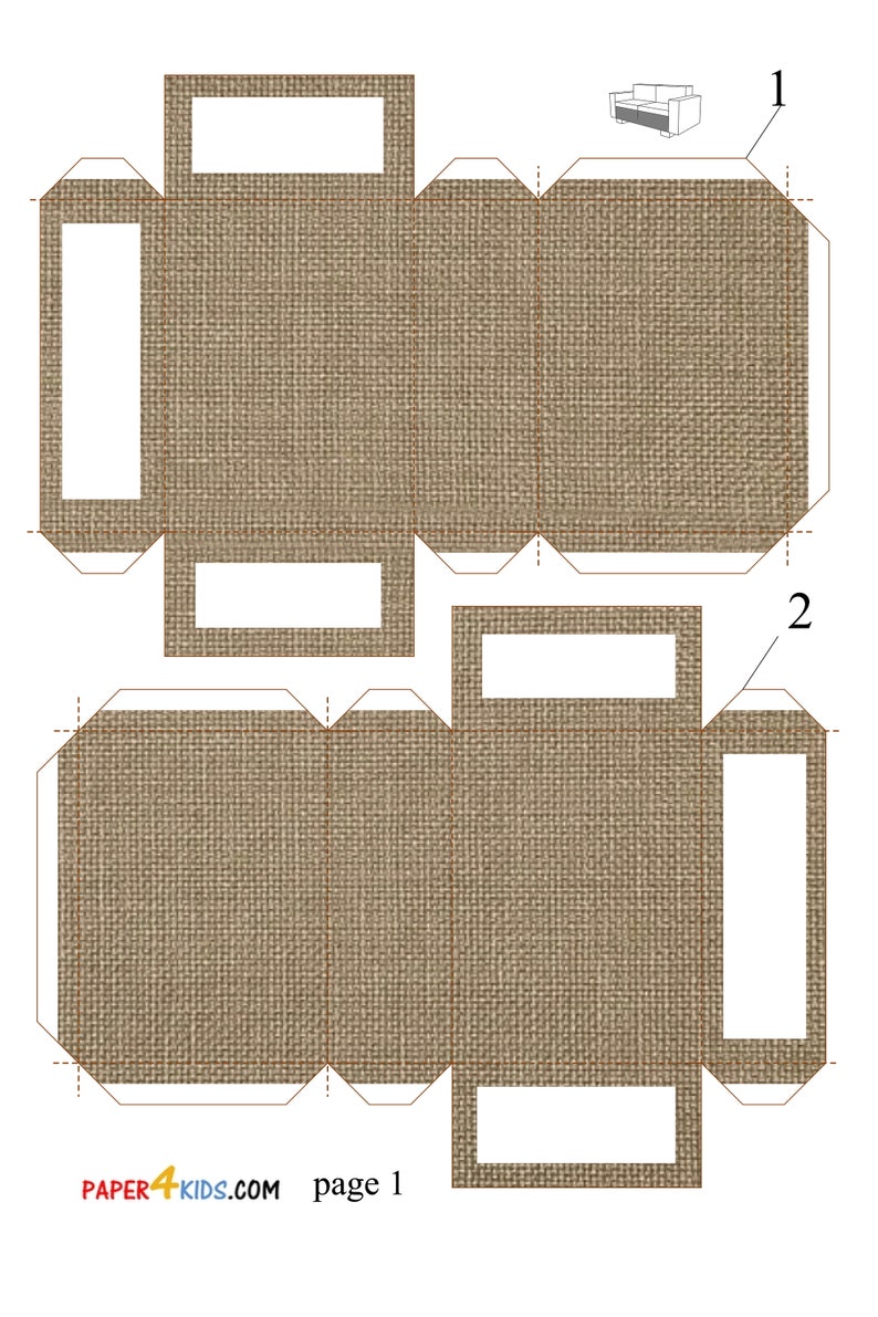 Printable SOFA Furniture Paper-cut, Digital PDF Download for Dolls 1/6 ...