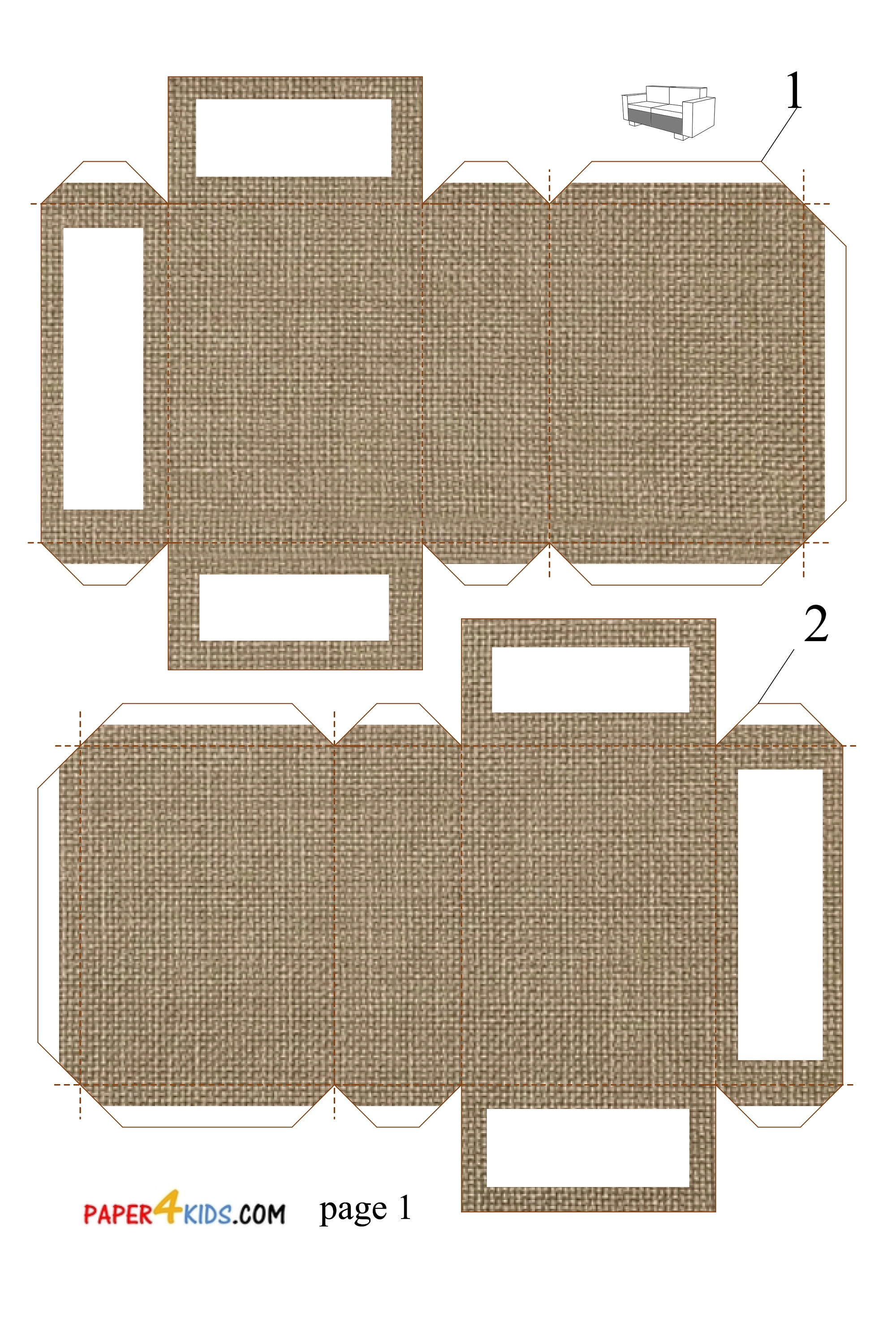 Printable SOFA Furniture Paper-cut, Digital PDF Download for Dolls 1/6 ...