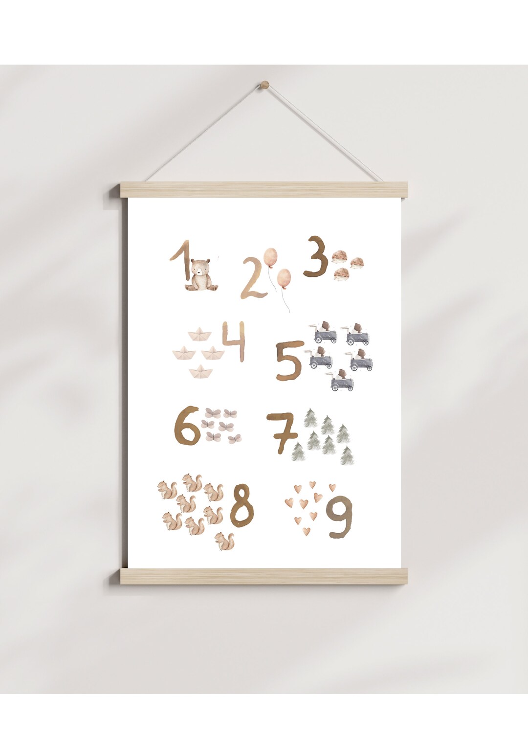 Number Poster Bear Boho - Etsy