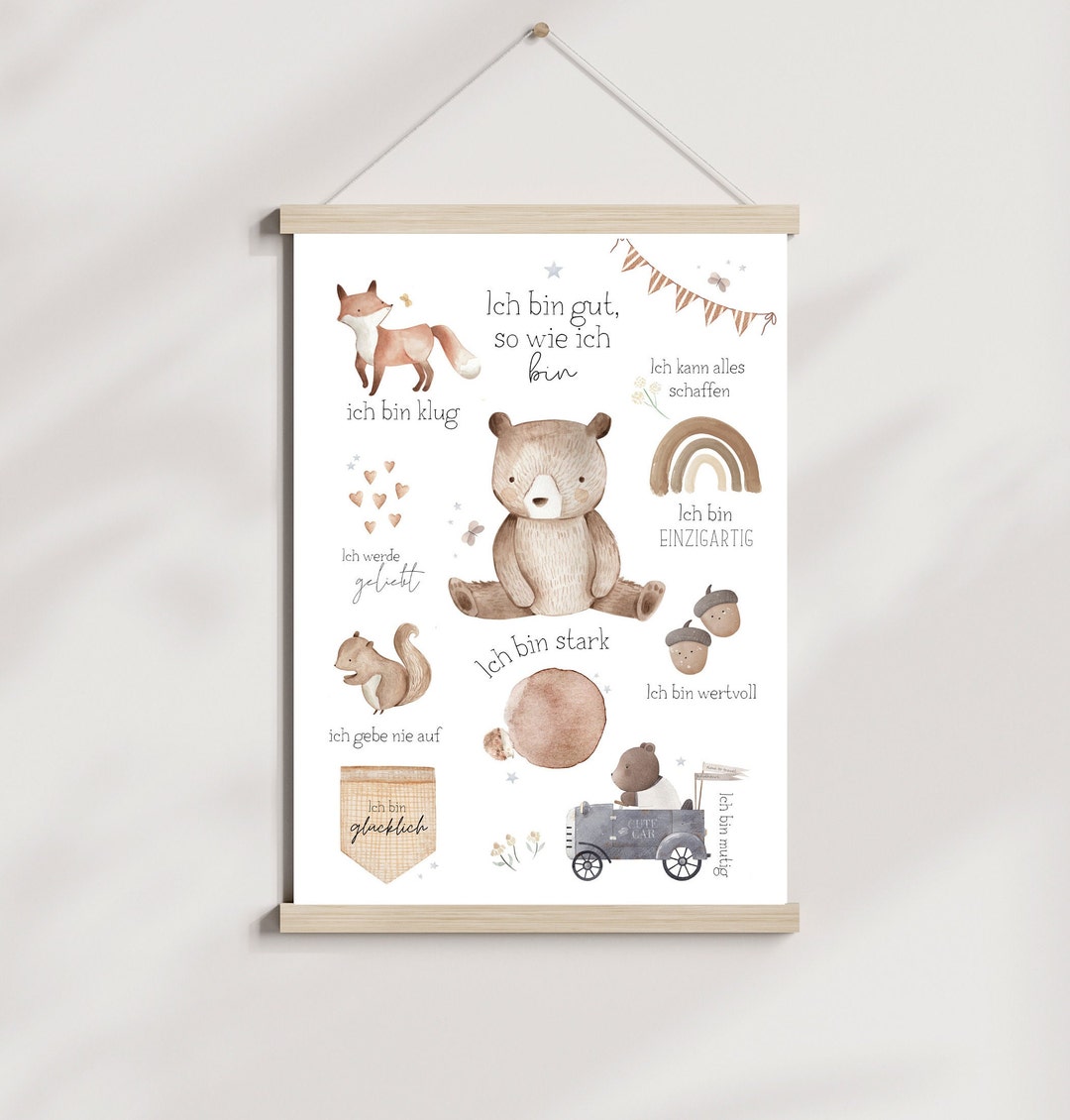 Affirmation Poster Bear Positive Beliefs - Etsy