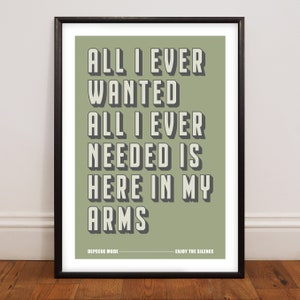Custom Song Lyric Print, Unframed, Personalised Music Print, Wall Art ...