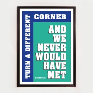 A Different Corner, George Michael, Unframed Song Lyric Print, Pop, Music Poster, Wall Art - Etsy