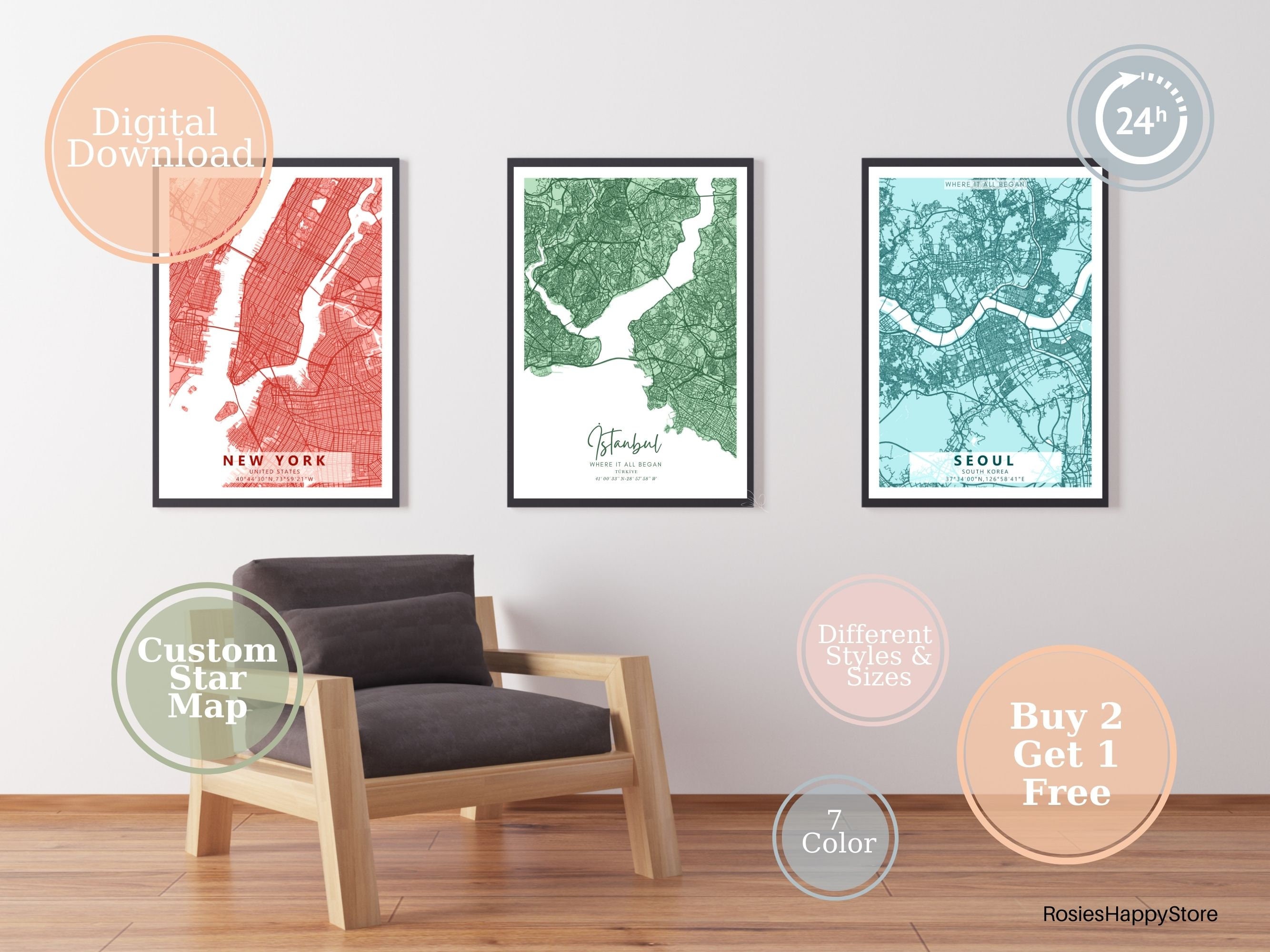 Custom City Map, City Map Poster, Custom Map Prints, Personalized Gift ...