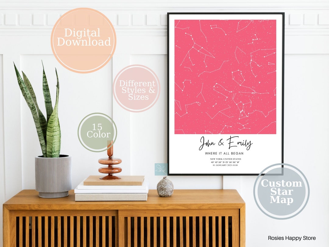 Custom Star Map , Star Map Poster, Constellation Print, Anniversary ...