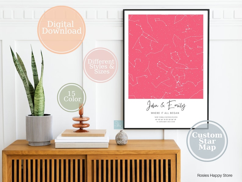 Custom Star Map Star Map Poster Constellation Print - Etsy