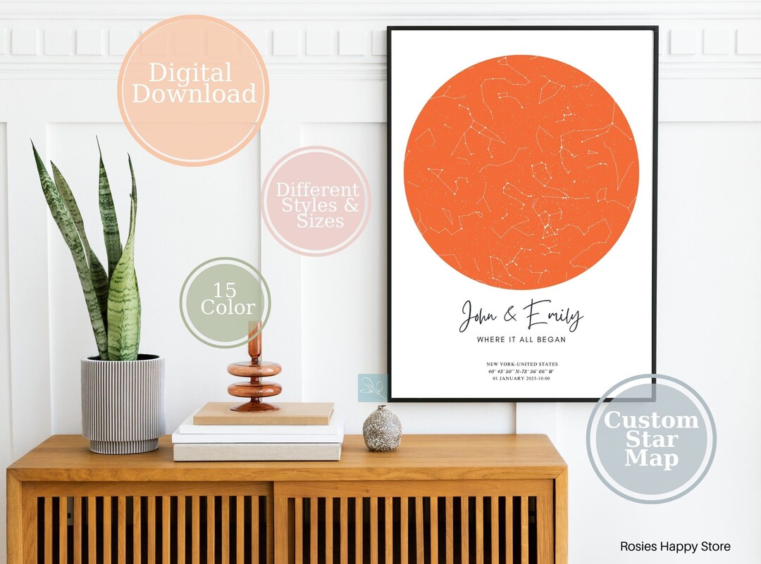 Custom Star Map , Star Map Poster, Constellation Print, Anniversary ...