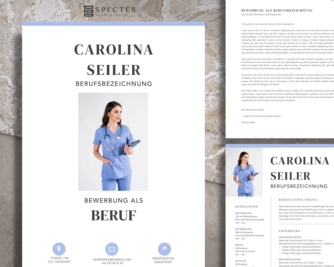 Application Template Package | German | Template for Word & Mac Apple ...