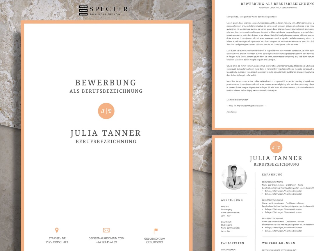 Application Template Package | German | Template for Word & Mac Apple ...