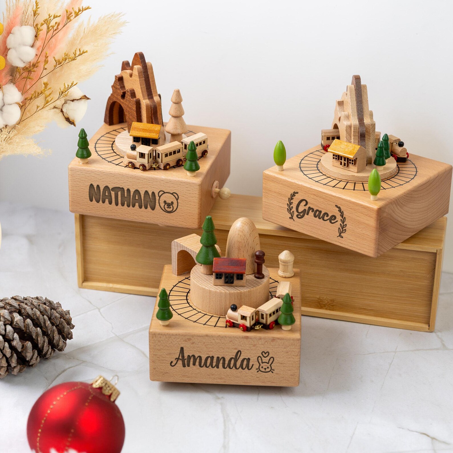 4 Style Personalized Moving Train Music Box, Baby Shower Gift, Custom ...