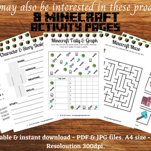 Minecraft Colouring Bookmarks - Etsy