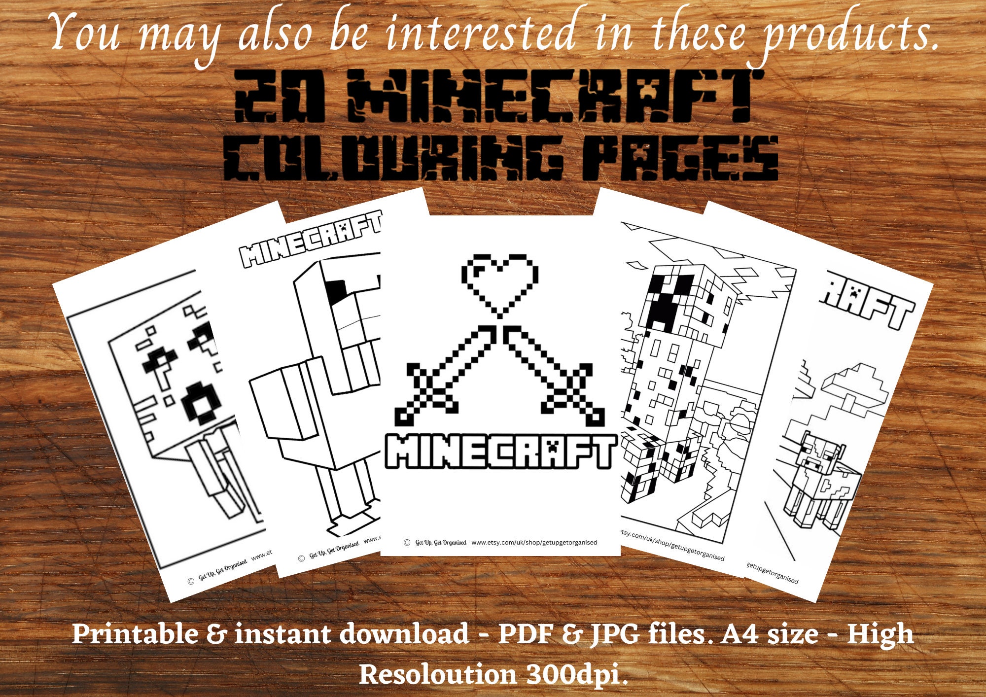 Minecraft Colouring Bookmarks - Etsy