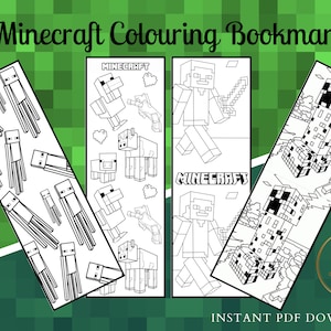 Minecraft Colouring Bookmarks - Etsy