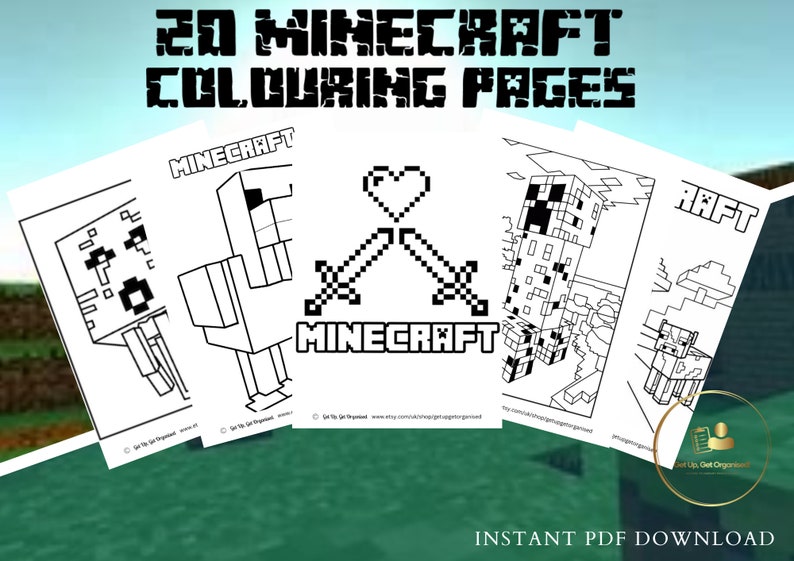 Minecraft Colouring Pages - Etsy