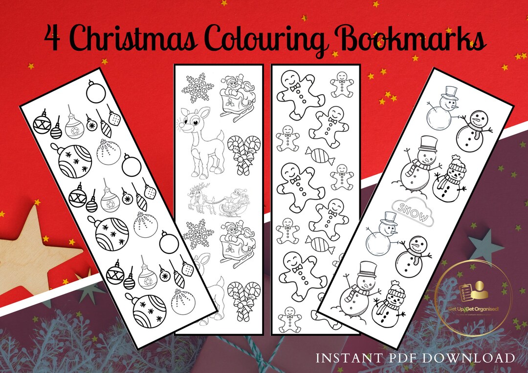 Christmas Colouring Bookmarks - Etsy