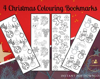 Printable Christmas Colouring Bookmarks for Kids Christmas - Etsy