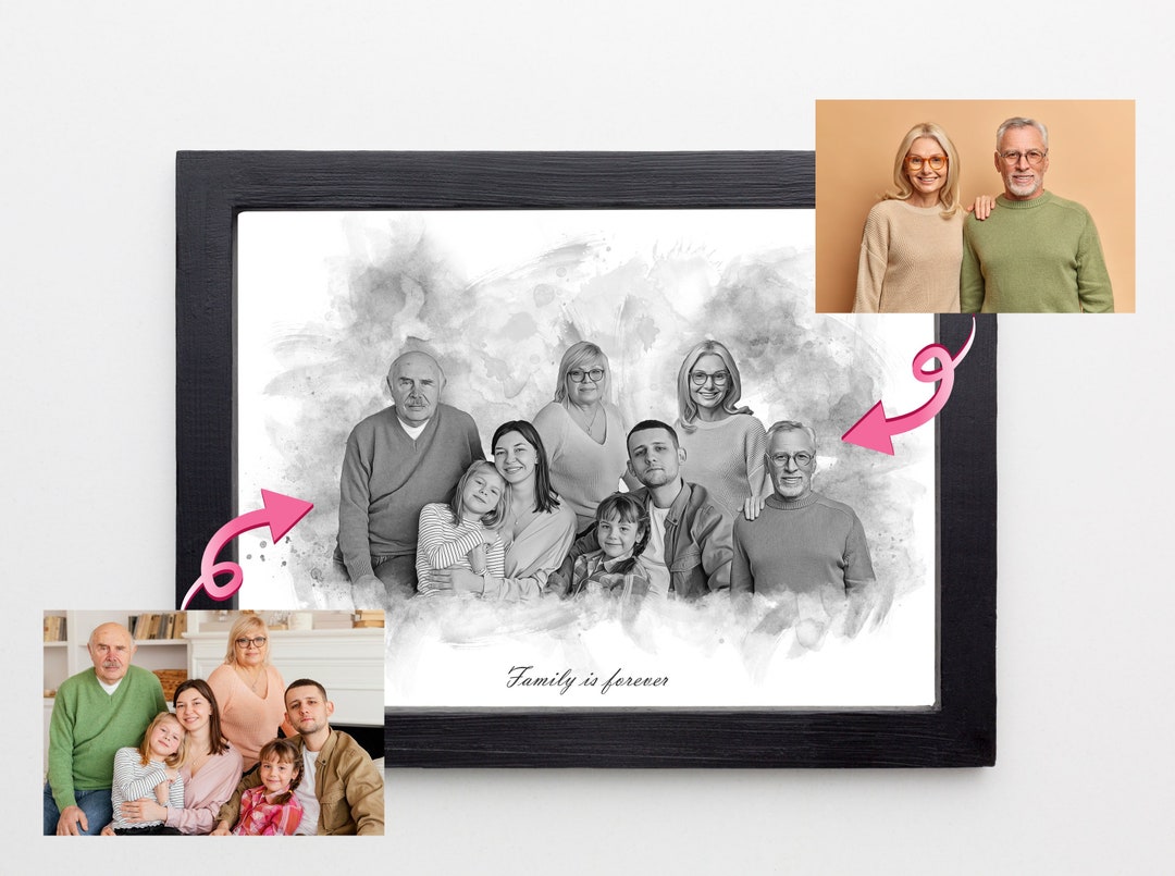 Personalized Watercolor Memorial Portrait on Canvas, Customizable ...
