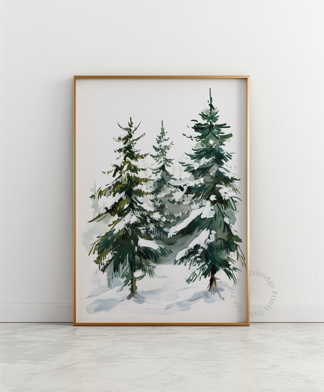Simple Rustic Winter Sketch Art Pine Christmas Tree Drawing Neutral ...