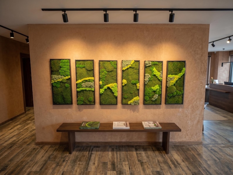 Preserved Moss Wall Art, Large Moss Frame Decor for Office, Real Green ...