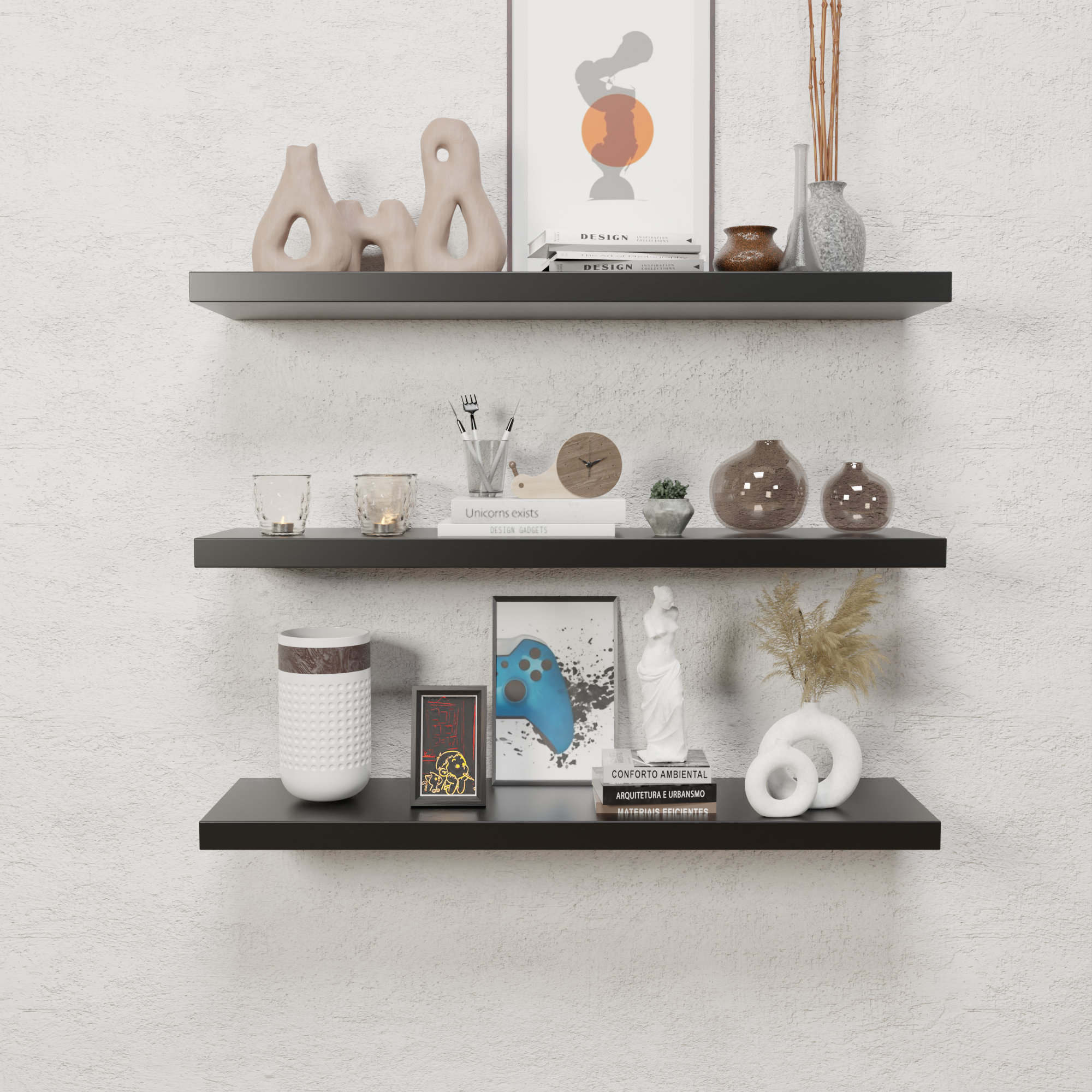 Walnut Floating Shelves, Book Shelves, Floating Wood Shelves, Custom ...