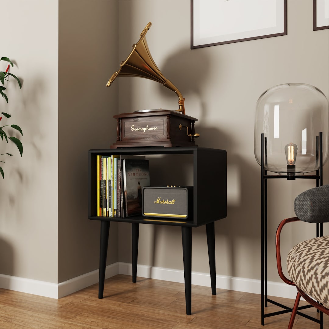 Unique Pine Wood Record Player Stand, Retro Home Decoration,vinyl ...