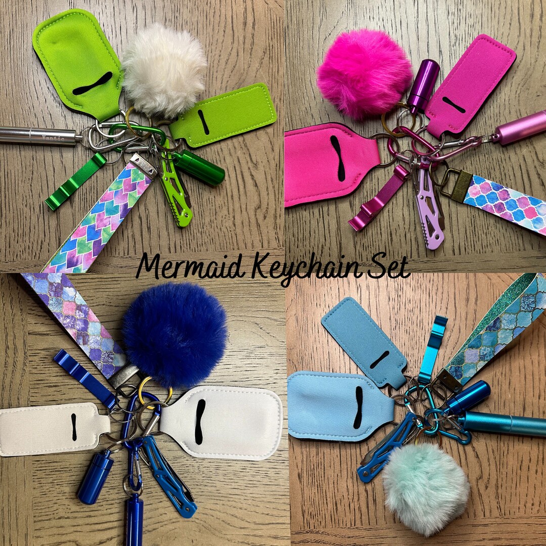 Mermaid Wristlet With Accessories, Mermaid Safety Keychain, Mermaid ...