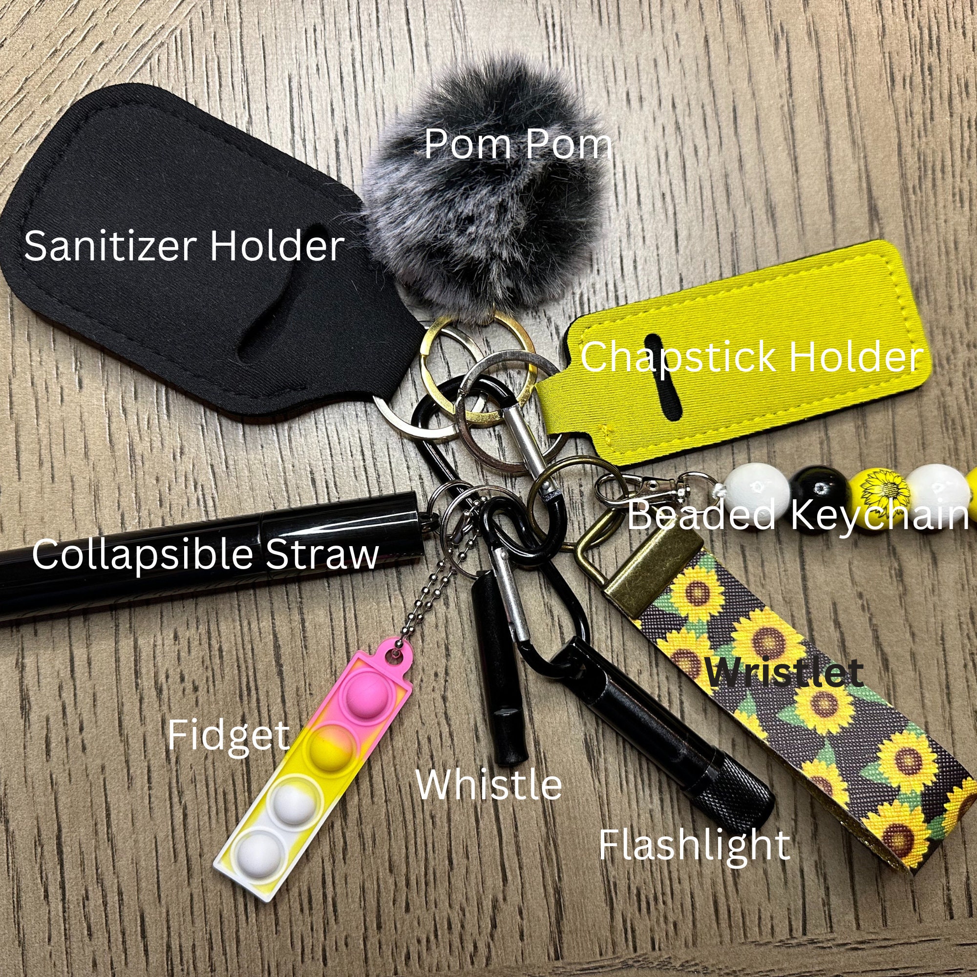 Sunflower Utility Keychain, Kids Safety Keychain, Kids Sunflower ...