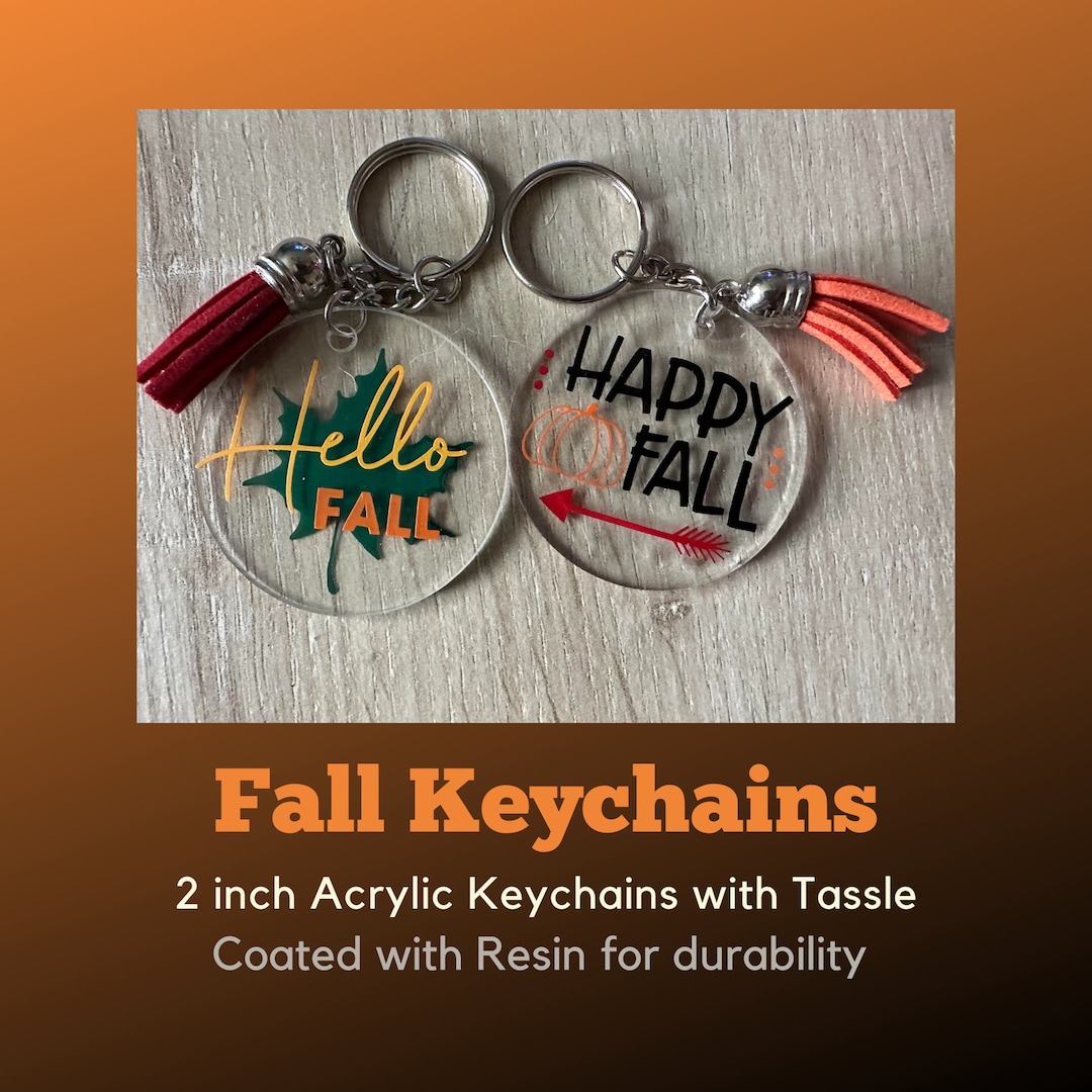 Fall Keychain, Hello Fall Keychain, Acrylic Keychain, Happy Fall ...