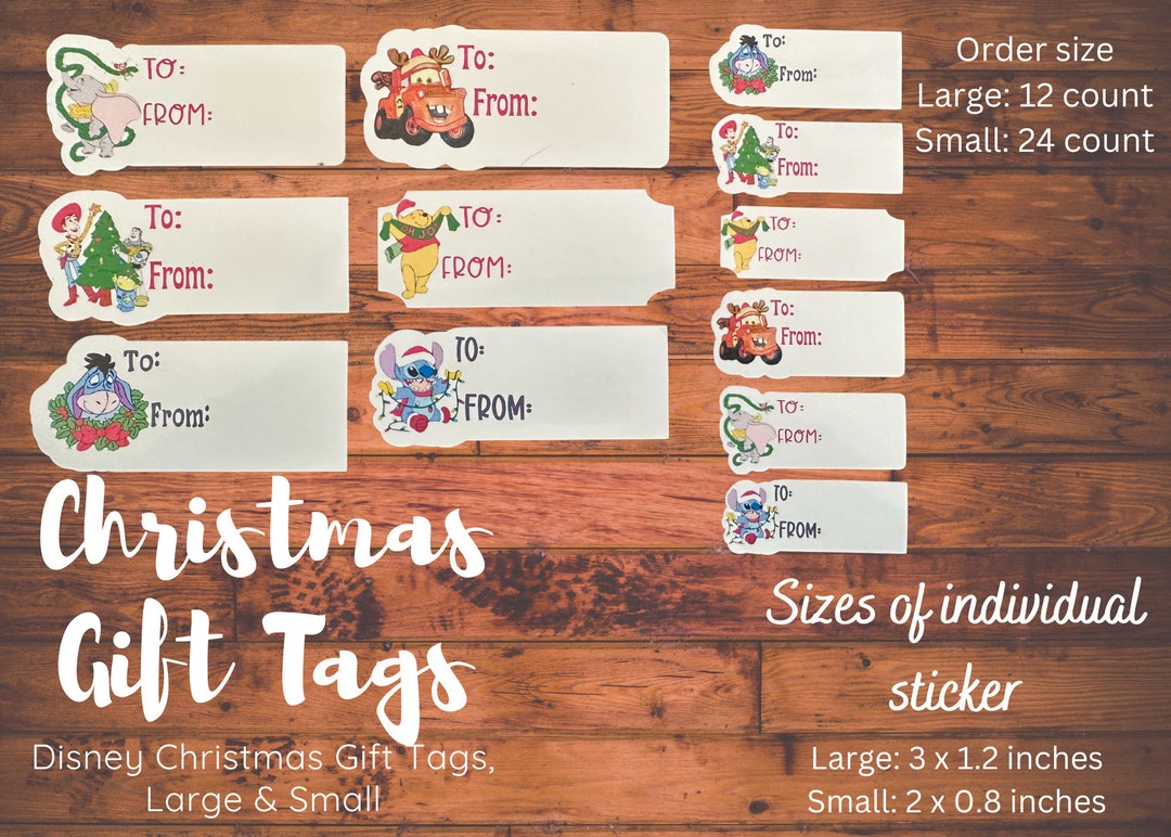 Christmas Disney Gift Tags, Christmas Disney Gift Stickers, Christmas ...