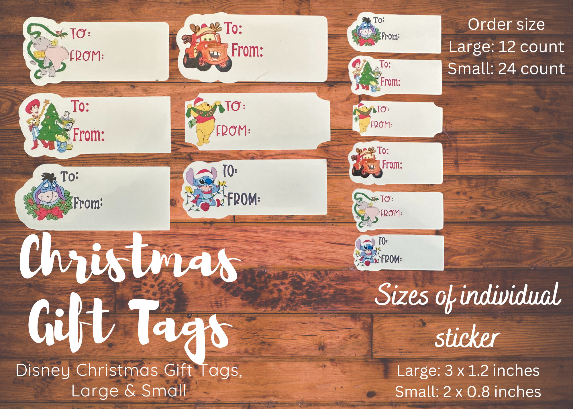 Christmas Disney Gift Tags, Christmas Disney Gift Stickers, Christmas ...