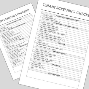 Tenant Screening Checklist - Edit in MS Word - Printable Form - Etsy