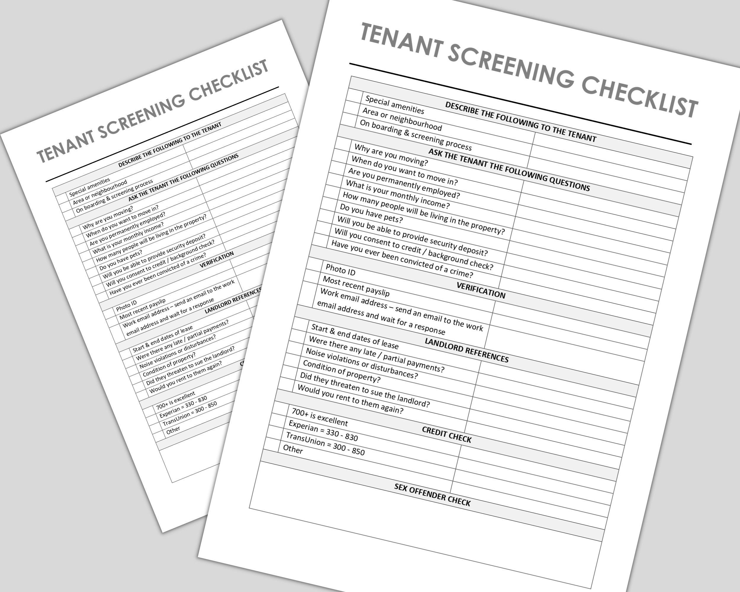 Tenant Screening Checklist - Edit in MS Word - Printable Form - Etsy