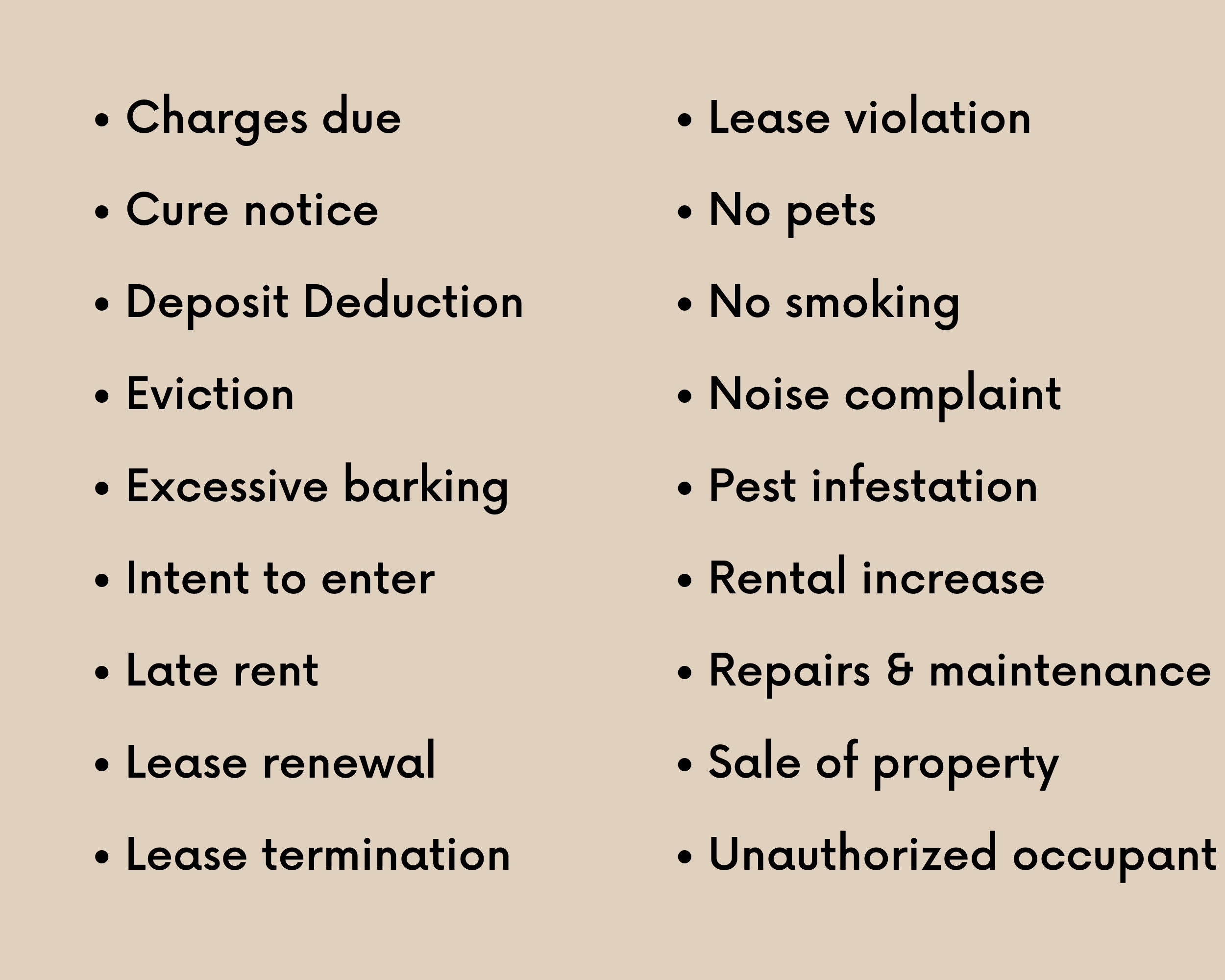 Landlord Notice Bundle Package Charges Due Unauthorized Occupant ...