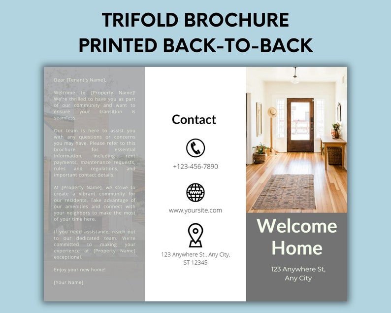 Real Estate Tenant Welcome Brochure | Trifold Welcome Brochure ...