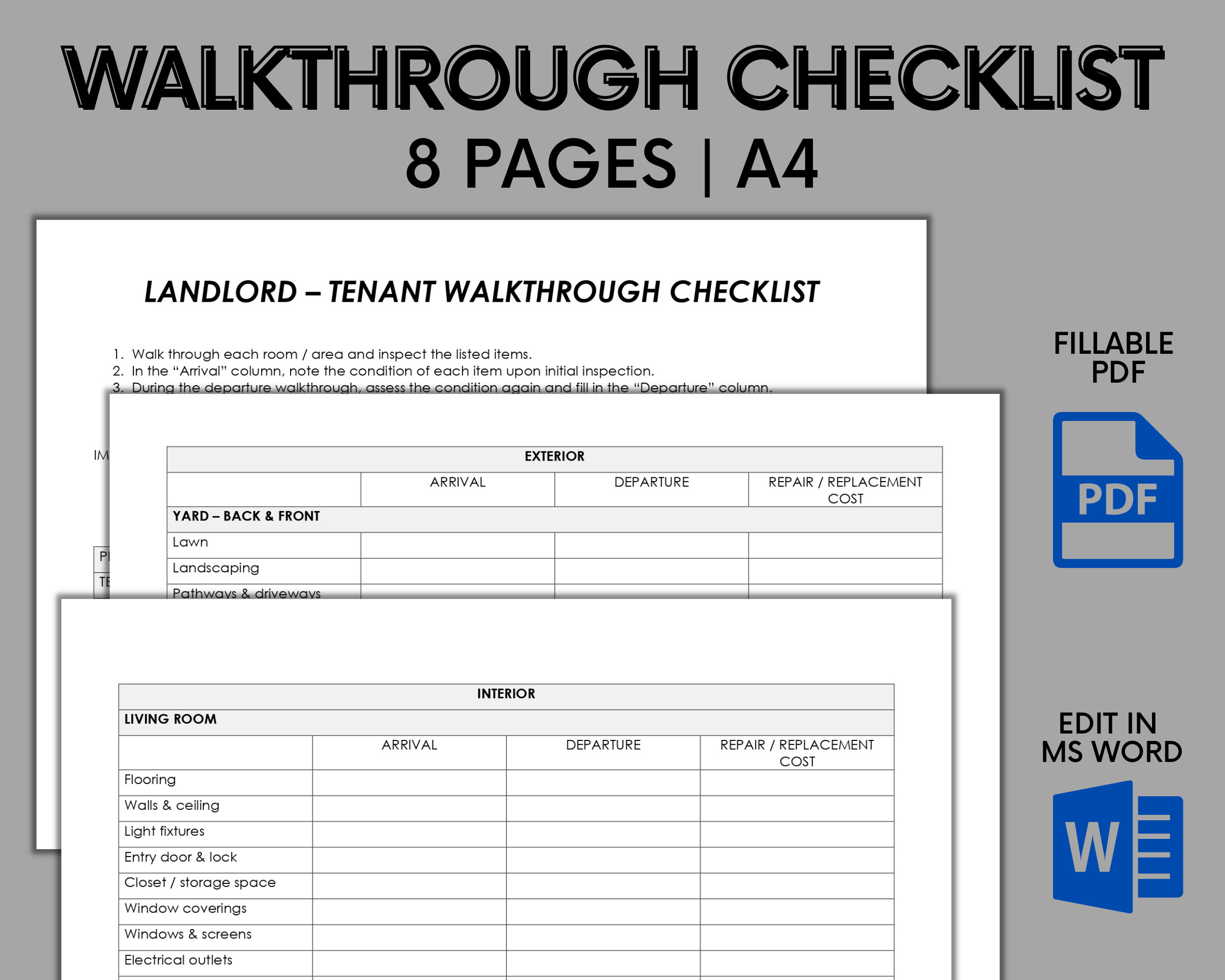 Editable & Printable Walkthrough Inspection Checklist | MS Word ...