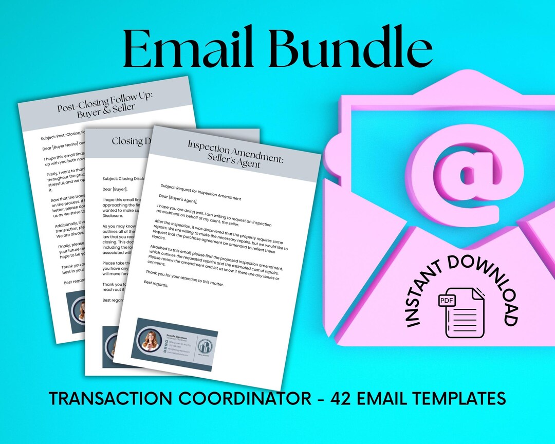 Transaction Coordination Email Template Bundle - Instant Download PDF ...