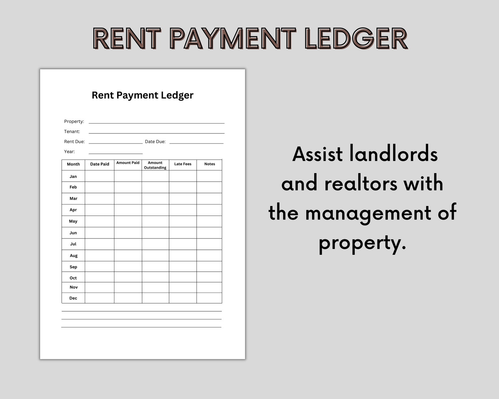 Rental Payment Ledger | Property Management Template | Rental Payment ...