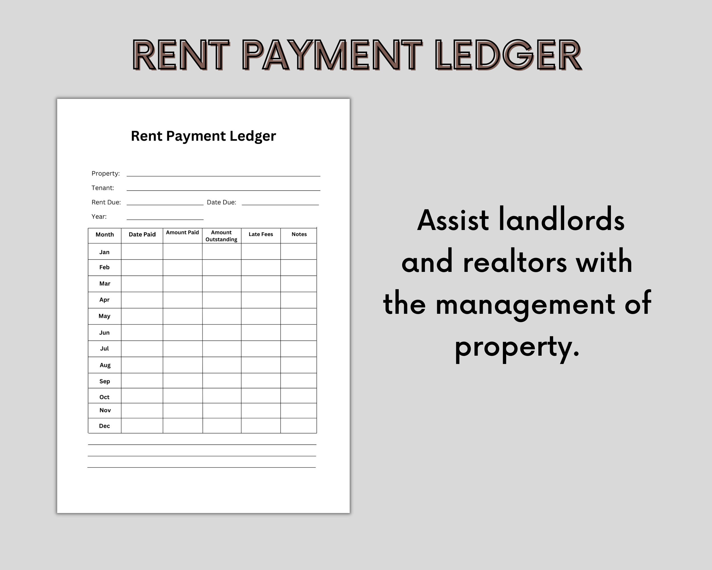 Rental Payment Ledger | Property Management Template | Rental Payment ...