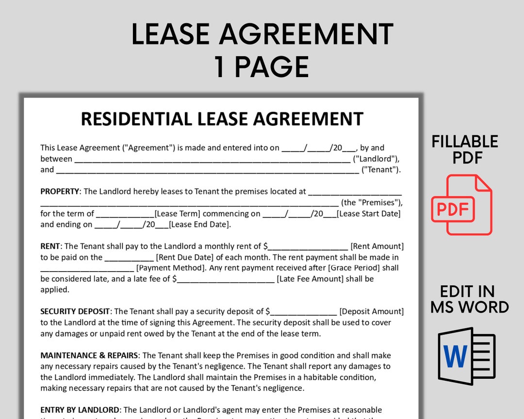 Standard Landlord Tenant Lease Agreement | Residential Rental Agreement ...