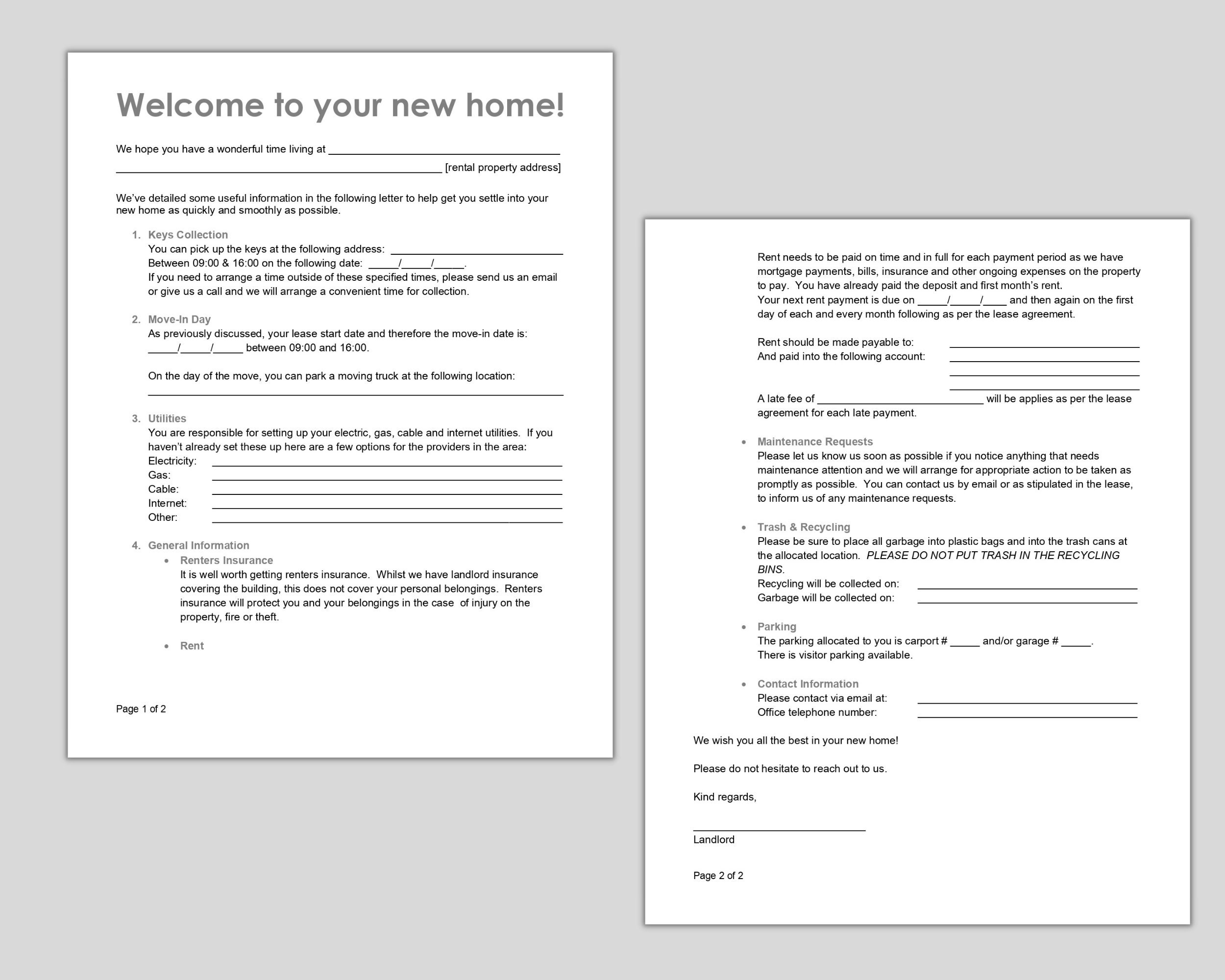 Real Estate Tenant Welcome Letter | Edit in Word | Welcome Letter ...