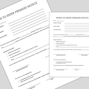 Landlord Notice to Enter Premises to Tenant - Editable MS Word Template ...